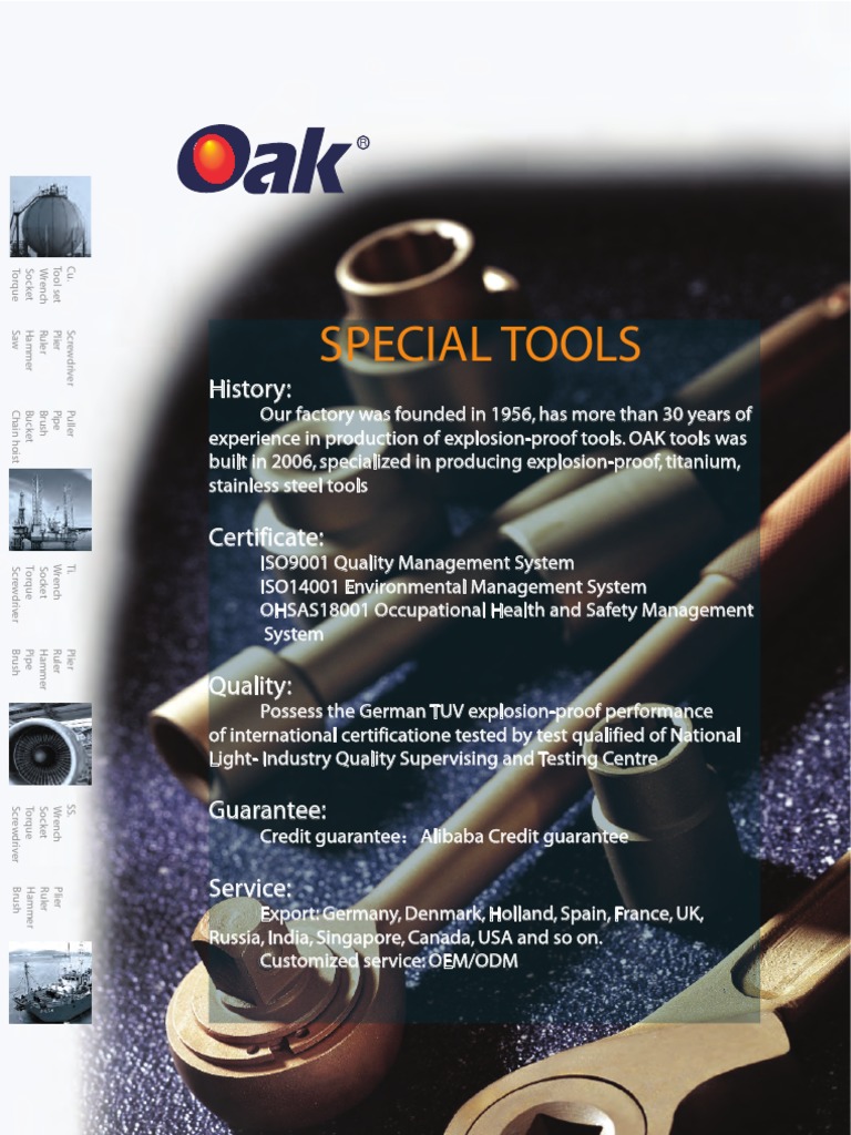 Oak Tools Catalogue Non Sparking | PDF | Machines | Woodworking