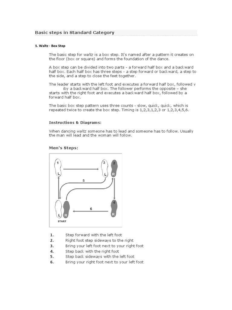 Basic Steps for Waltz and Tango | PDF | Tango | Dances