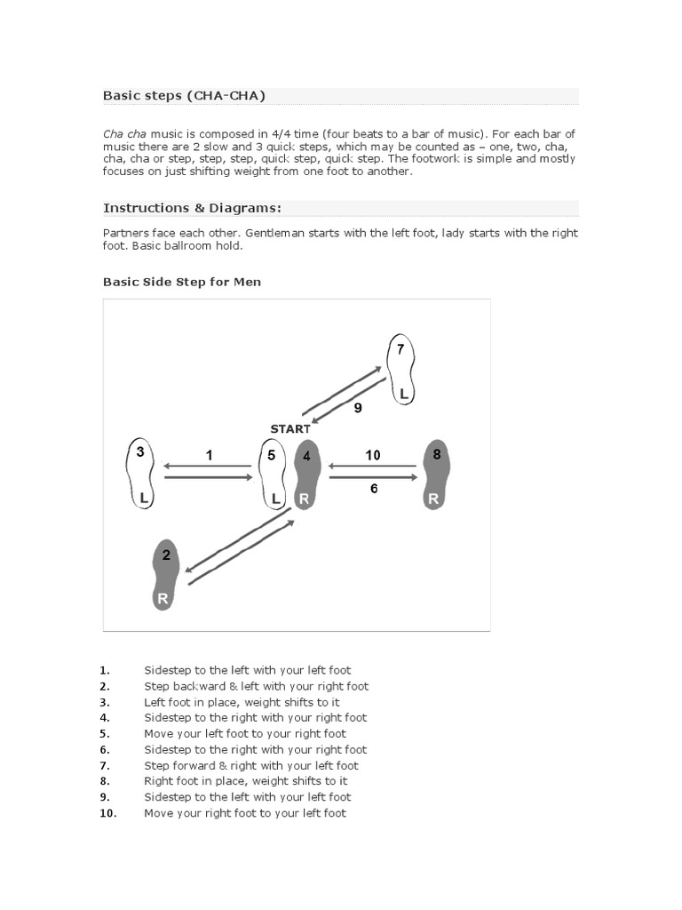 Basic Steps (CHA-CHA) : Cha Cha Music Is Composed in 4/4 Time (Four ...