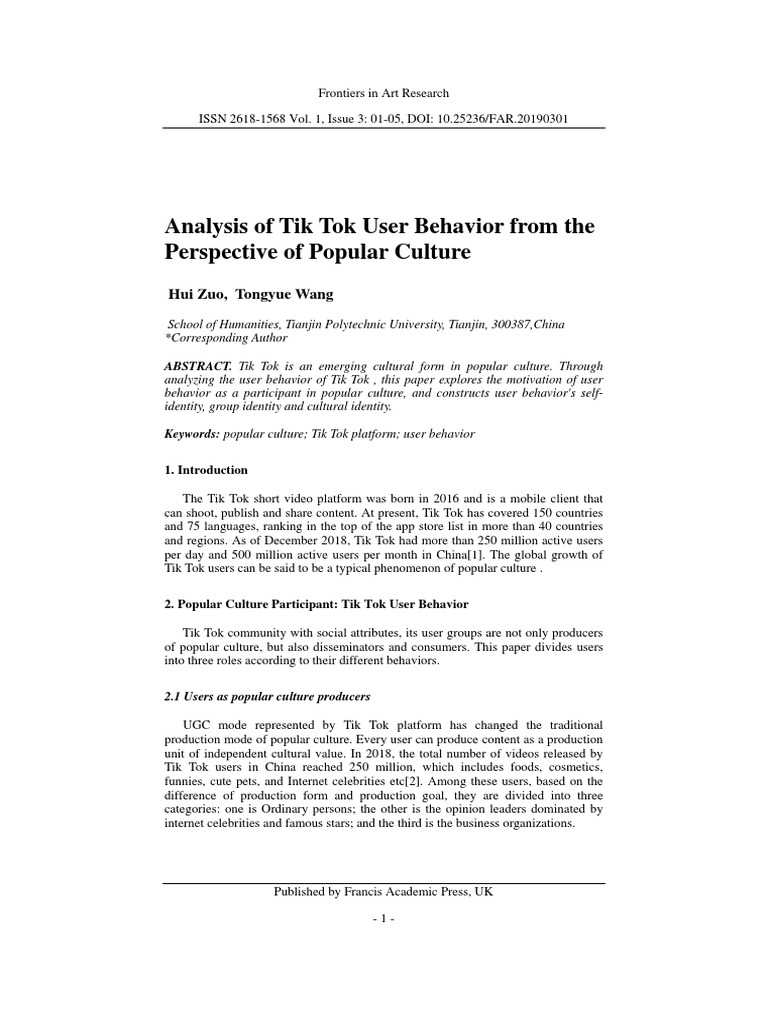 TikTok User Behavior in Popular Culture | PDF | Identity (Social ...