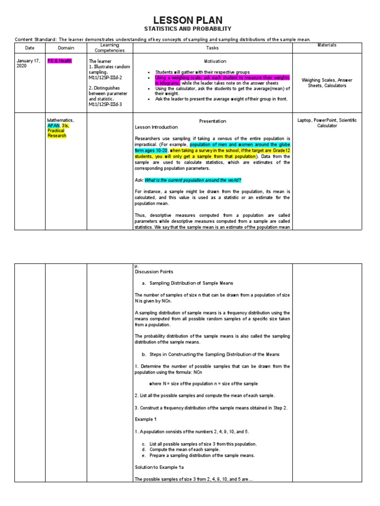 COT3 | PDF | Mean | Statistics