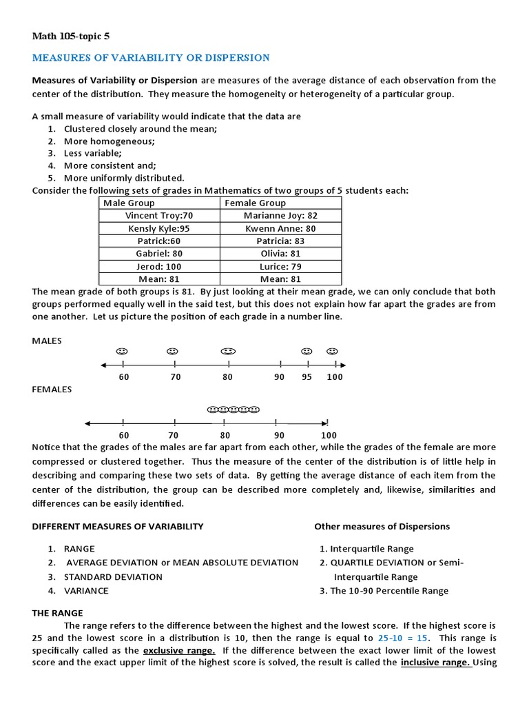 Educ 98 Measures of Variability | PDF | Standard Deviation ...
