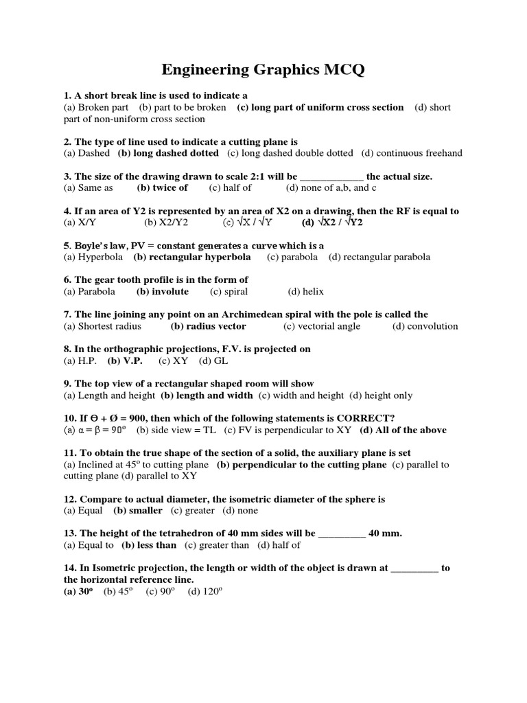 Multiple Choice Questions FULL | PDF | Ellipse | Shape