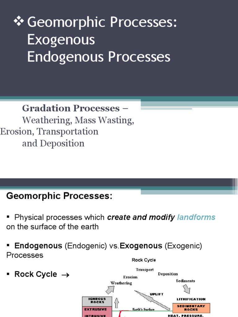 Geomorphic Processes: Exogenous Endogenous Processes | PDF | Weathering ...