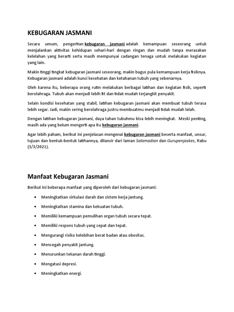 Tugas Pjok - Kebugaran Jasmani | PDF