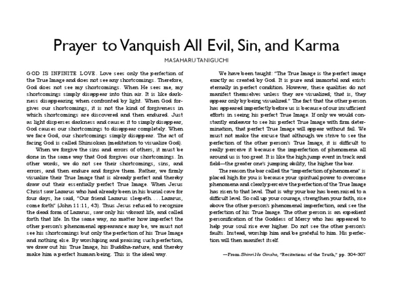 Prayer to Vanquish Evil and Reveal Inner Perfection | PDF | Forgiveness ...