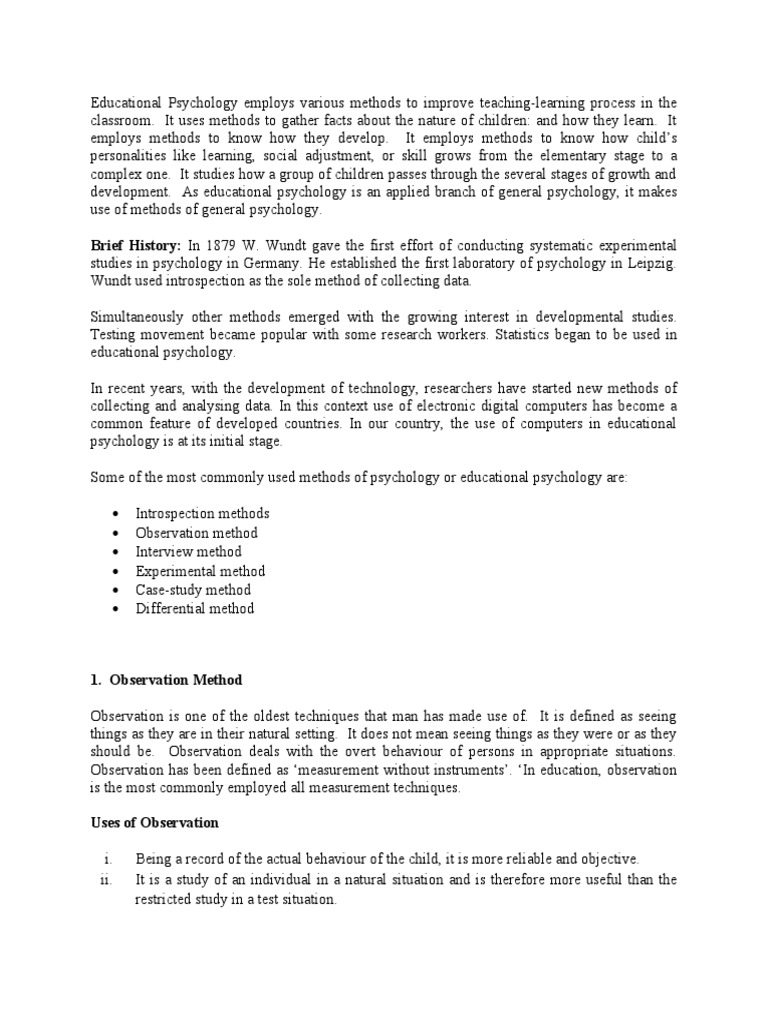 Methods of Educational Psychology | PDF | Experiment | Psychology