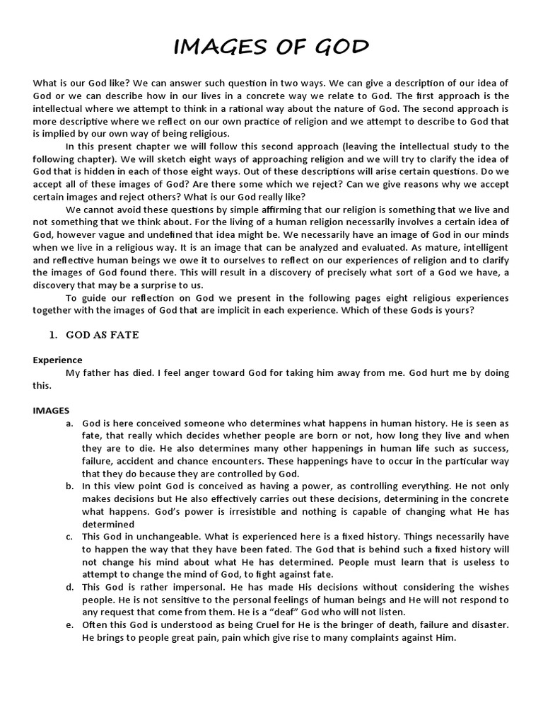 Images of God: 1. God As Fate Experience | PDF | God The Father | Trinity