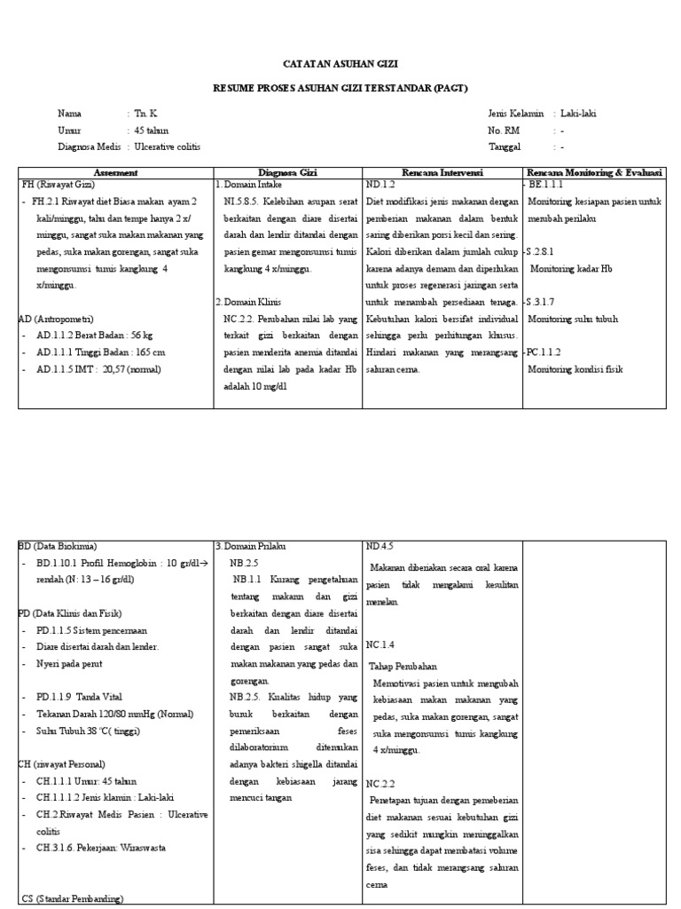 Rencana Gizi untuk Ulcerative Colitis | PDF
