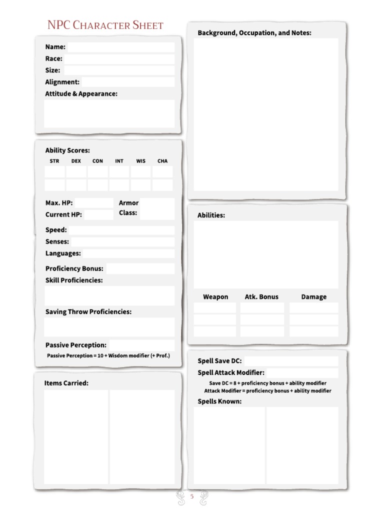 2847738-NPC Character Sheet | PDF