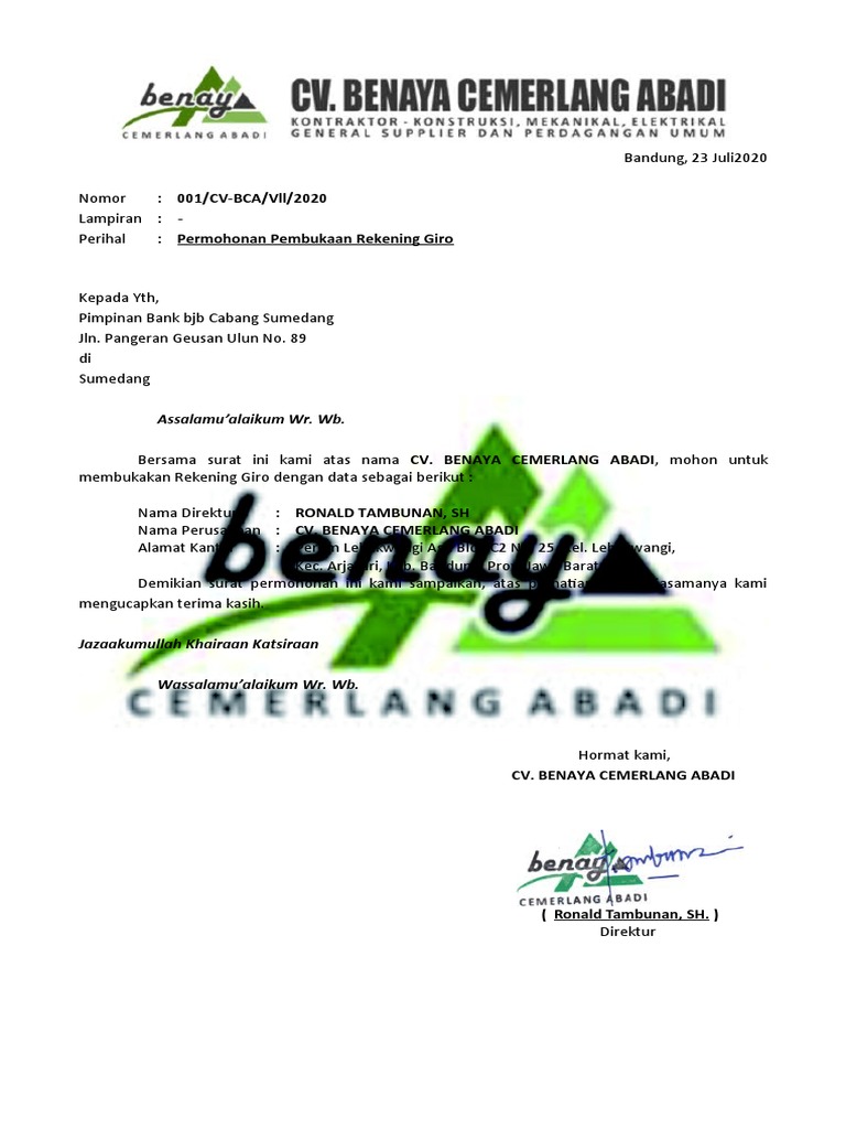 Permohonan Giro Benaya | PDF