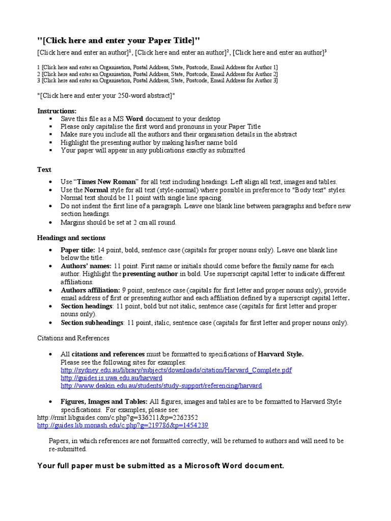 " (Click Here and Enter Your Paper Title) ": Instructions | PDF ...