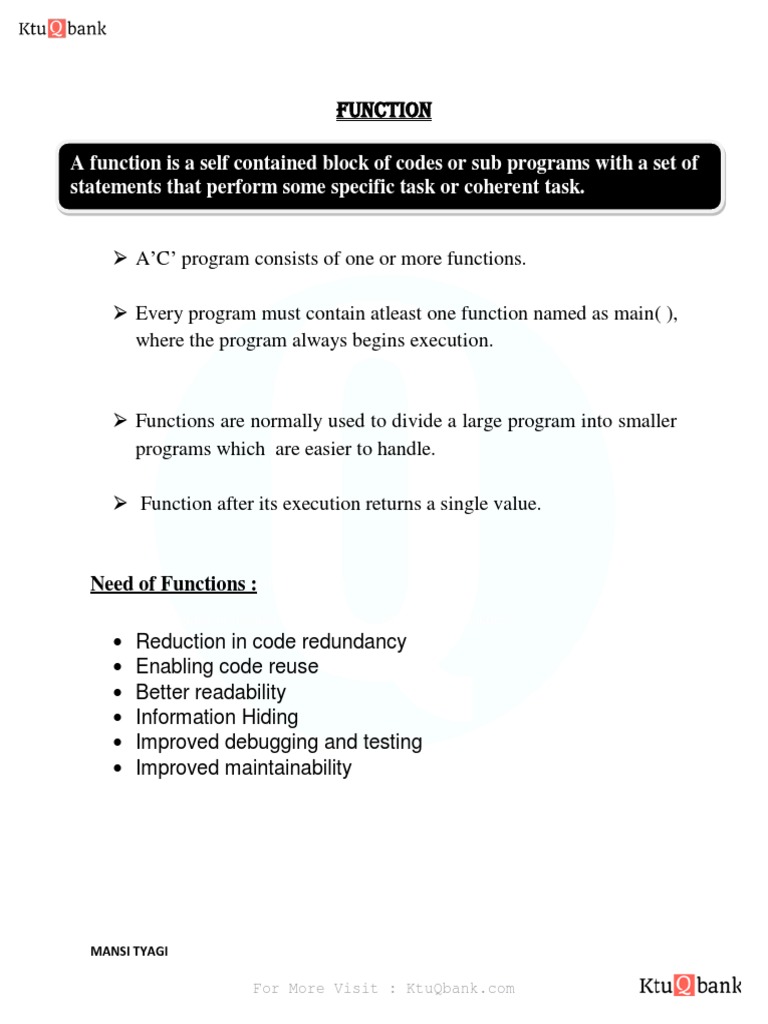 Module 4 Modular Programming In C Pdf Parameter Computer Programming Variable Computer 3817