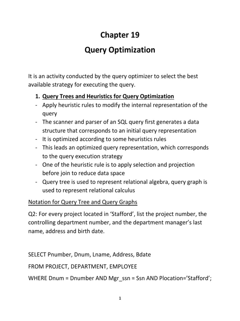 Query Trees and Heuristics For Query Optimization | PDF | Database Index | Databases