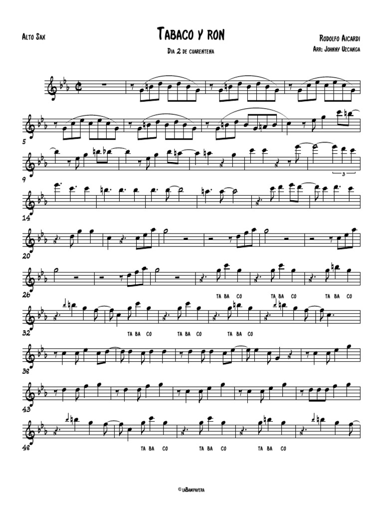 Tabaco y Ron - Alto Sax | PDF