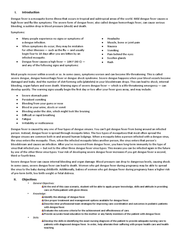 Nursing Case Study Dengue Fever | PDF | Fever | Clinical Medicine
