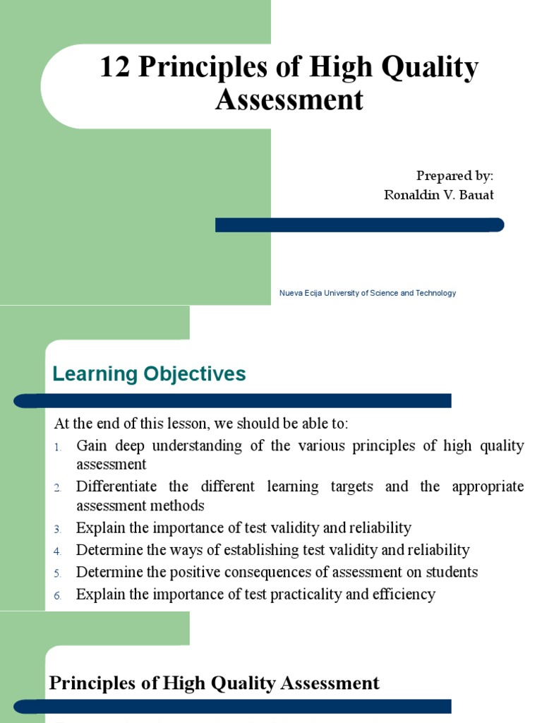 High Quality Assessment Principles Guide | PDF | Educational Assessment ...