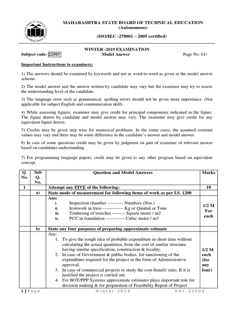 22503-2019-Winter-Model-Answer-Paper Msbte Study Resources | PDF | Length | Brick