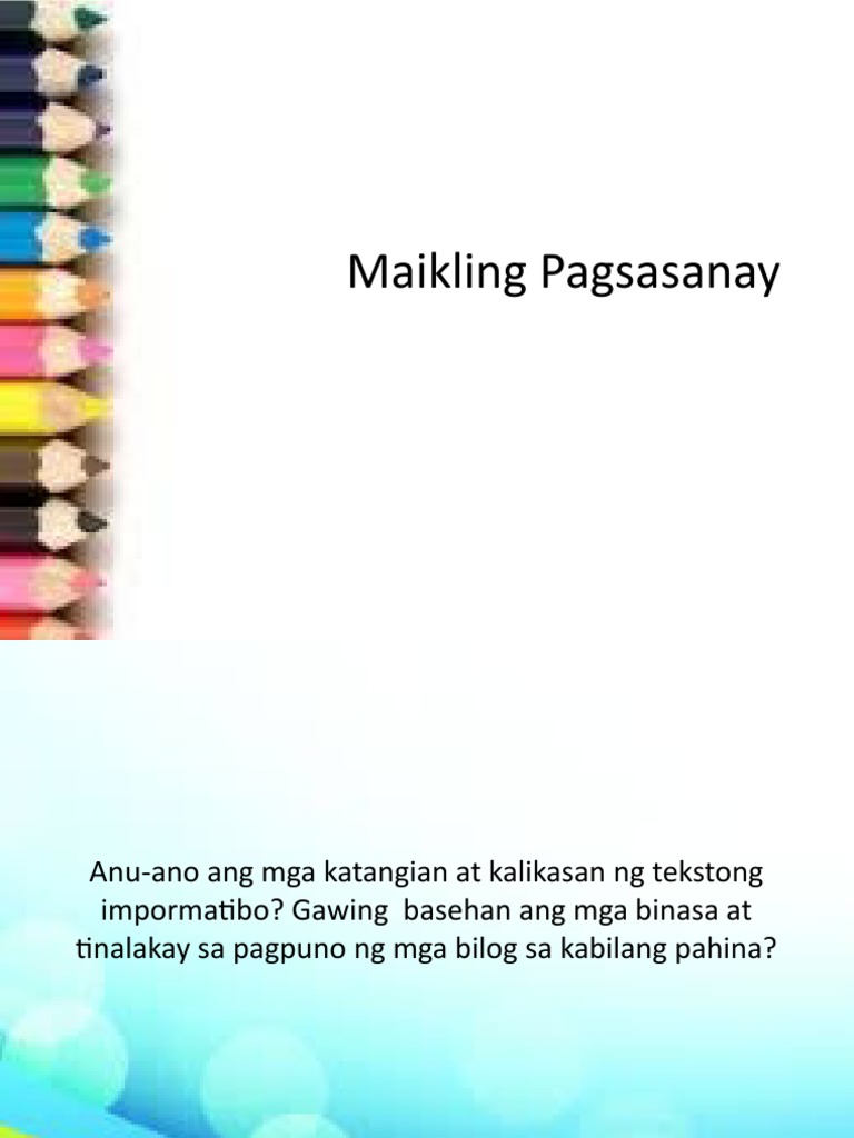 Anu-Ano Ang Mga Katangian at Kalikasan NG Tekstong | PDF