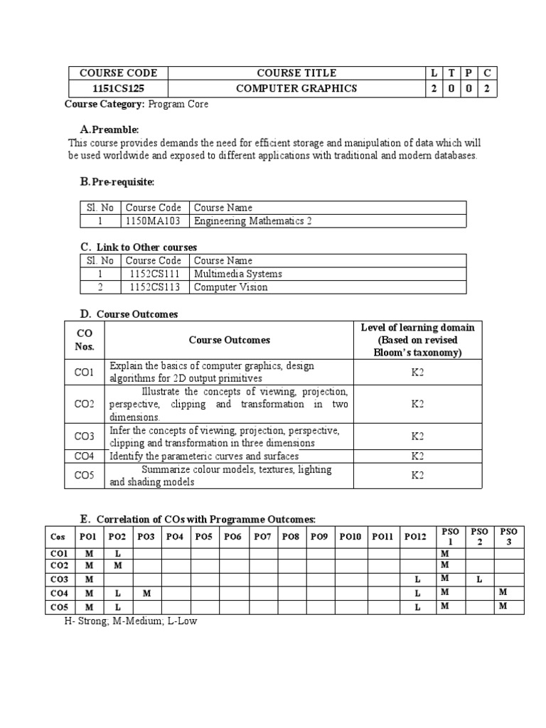 Computer Graphics Course Syllabus | PDF | Computer Graphics | 3 D ...