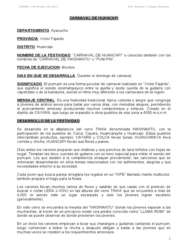 Carnaval de Huancapi | PDF | Carnaval | Ropa