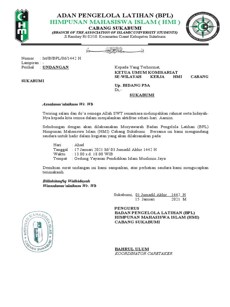 Himpunan Mahasiswa Islam (Hmi) : Adan Pengelola Latihan (BPL) | PDF