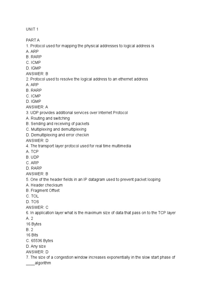 MCQs | PDF | Transmission Control Protocol | Network Socket