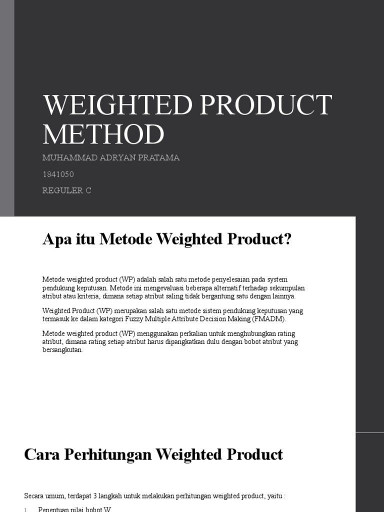 Metode Weighted Product dalam Keputusan | PDF