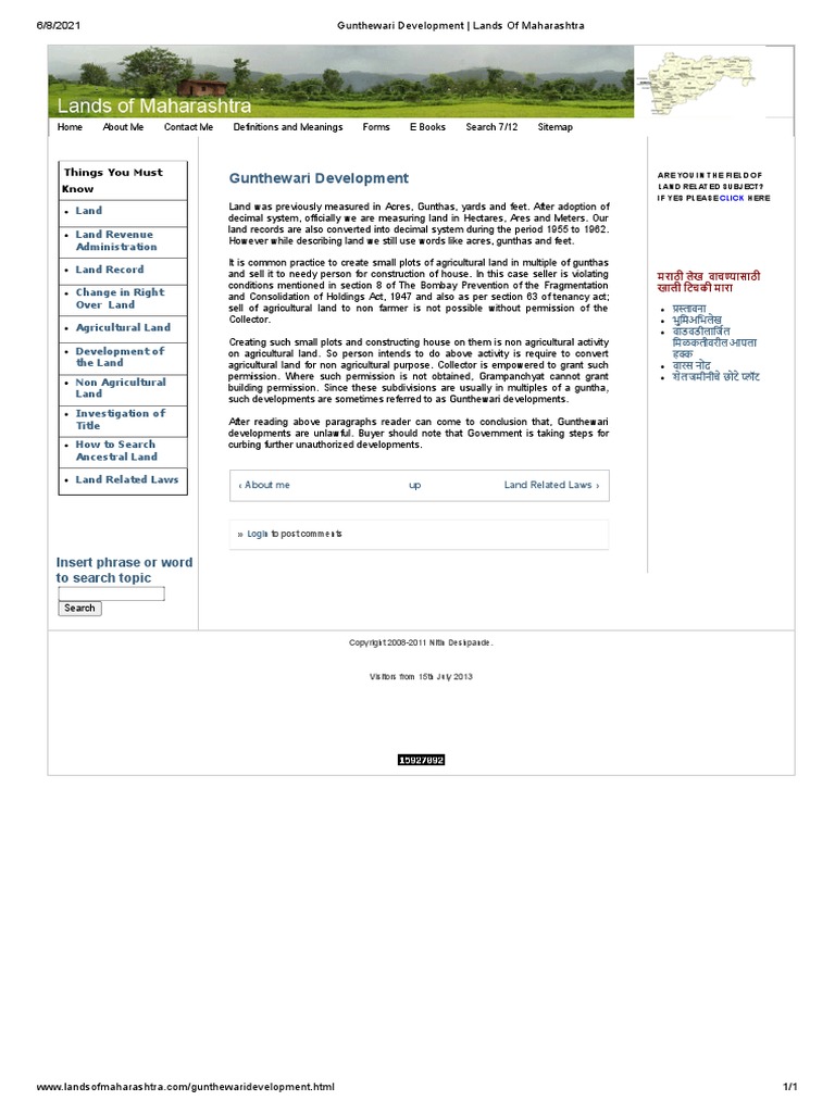 Gunthewari Development - Lands of Maharashtra | PDF | Justice | Crime ...