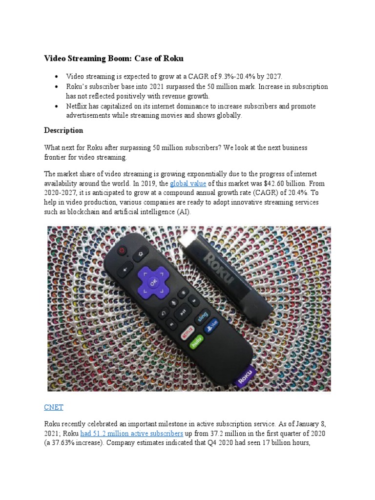 Video Streaming Boom: Case of Roku: Description | PDF | Roku ...