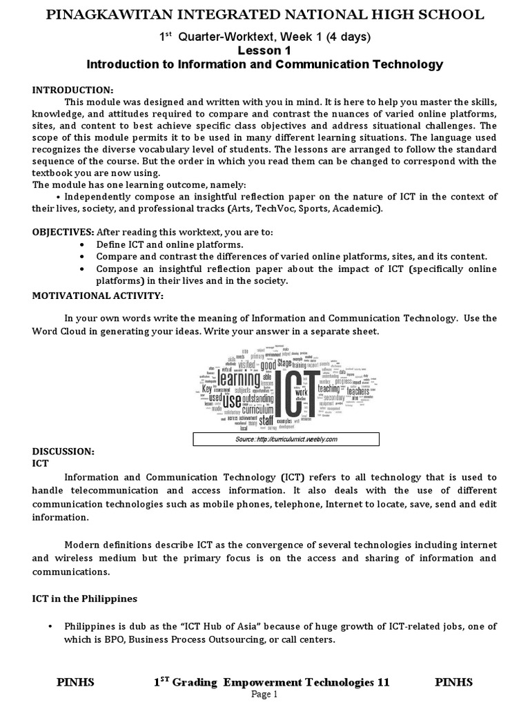 WorkText, WW and PT EmpTech Week 1 | PDF | World Wide Web | Internet & Web