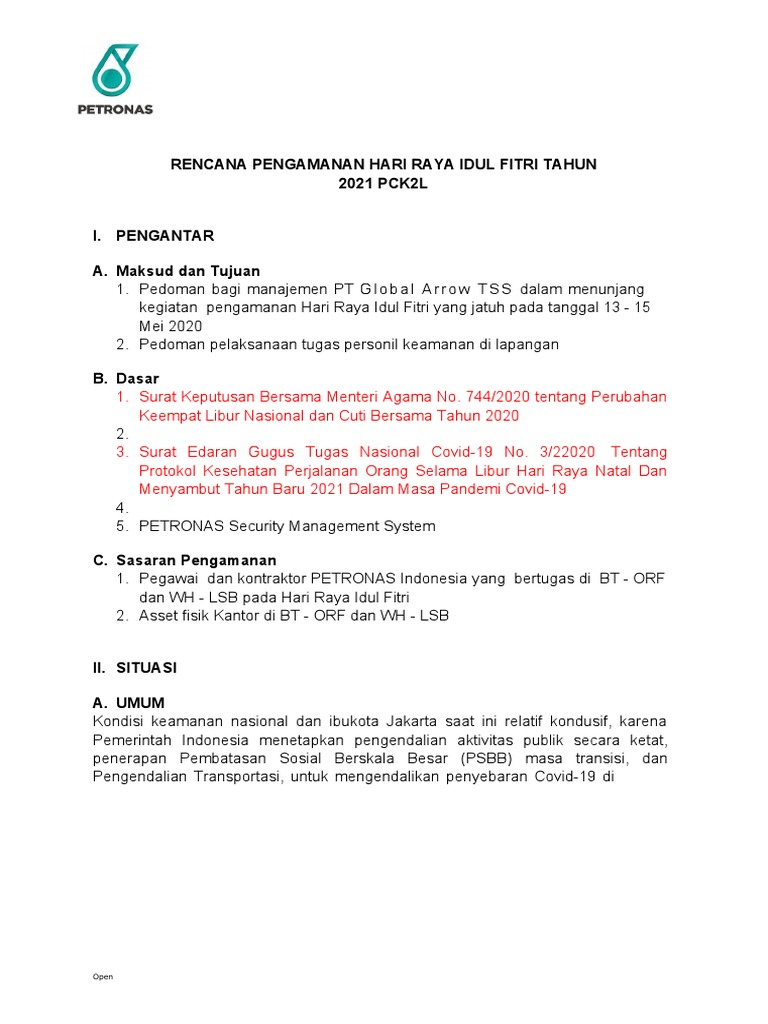 RENPAM IDUL FITRI Tahun 2021 | PDF