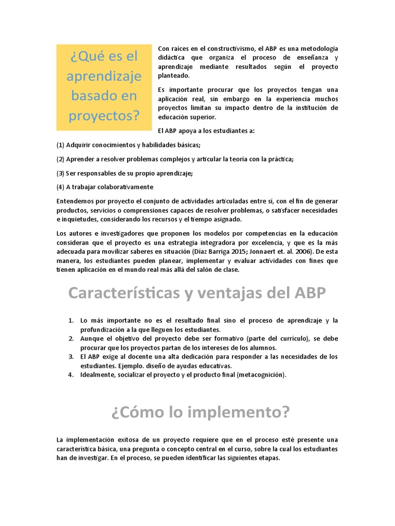 Qué Es El Aprendizaje Basado en Proyectos | PDF | Cognición | Aprendizaje