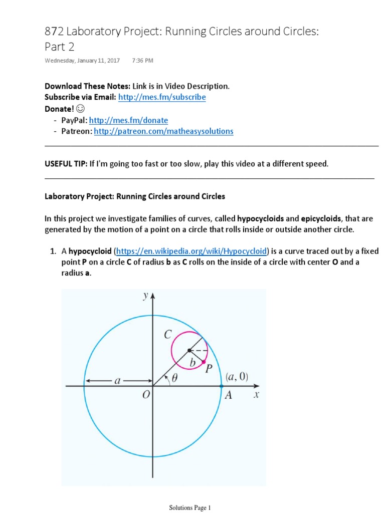 Hypocycloid of Four Cusps Explained | PDF | Equations | Circle