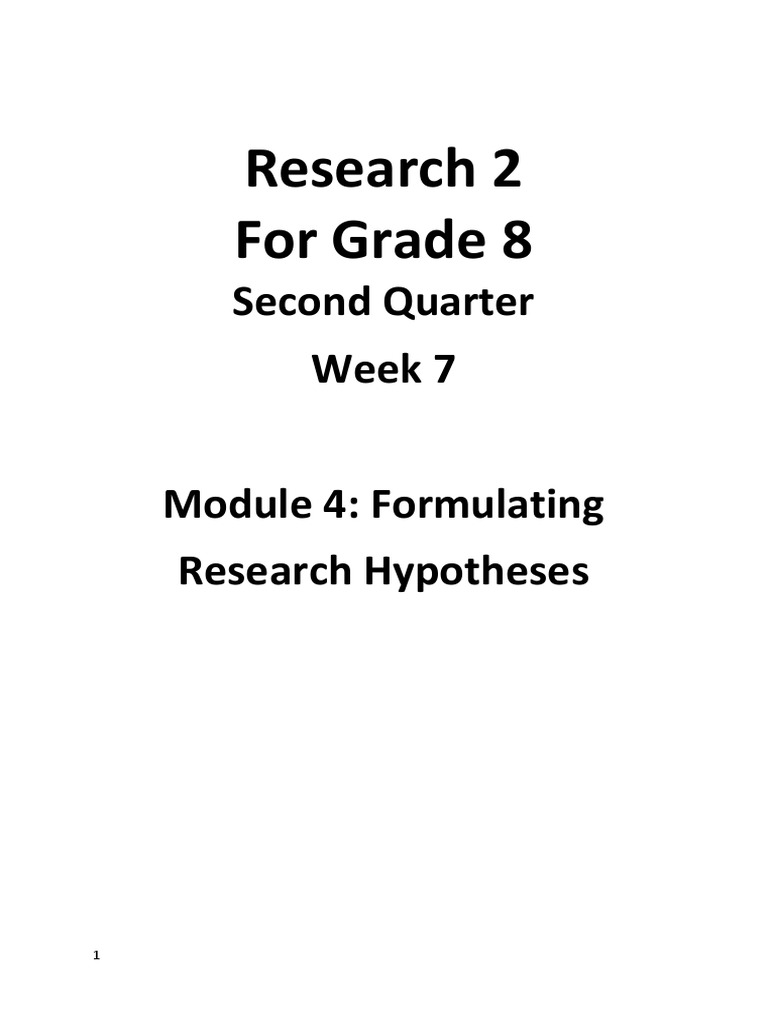 Research 2 For Grade 8: Second Quarter Week 7 | PDF | Hypothesis ...