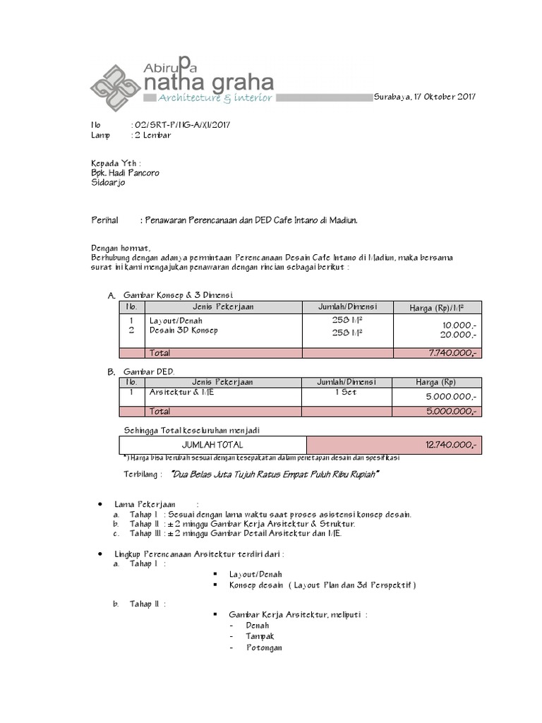 Penawaran Cafe Intano Madiun | PDF