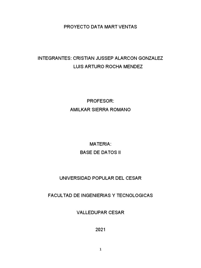 Datamart Ventas: Diseño y BI | PDF | Almacén de datos | Informática