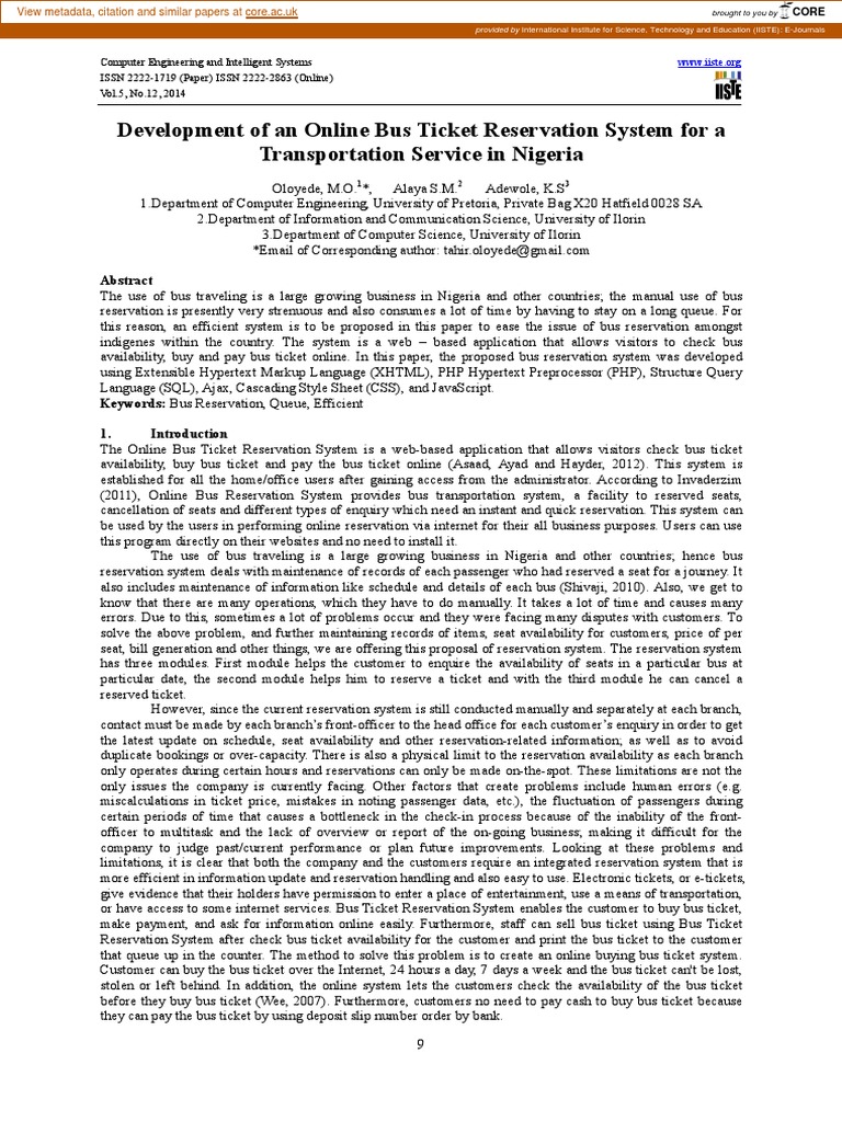 Development of An Online Bus Ticket Reservation System For A ...