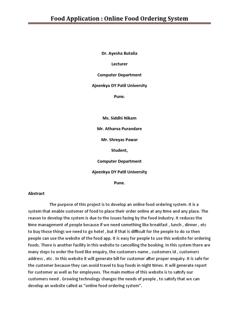 Food Application Online Food Ordering Sy | PDF | System | User Interface