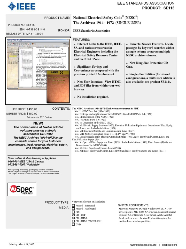 Product: Se115 National Electrical Safety Code (Nesc) The Archives ...