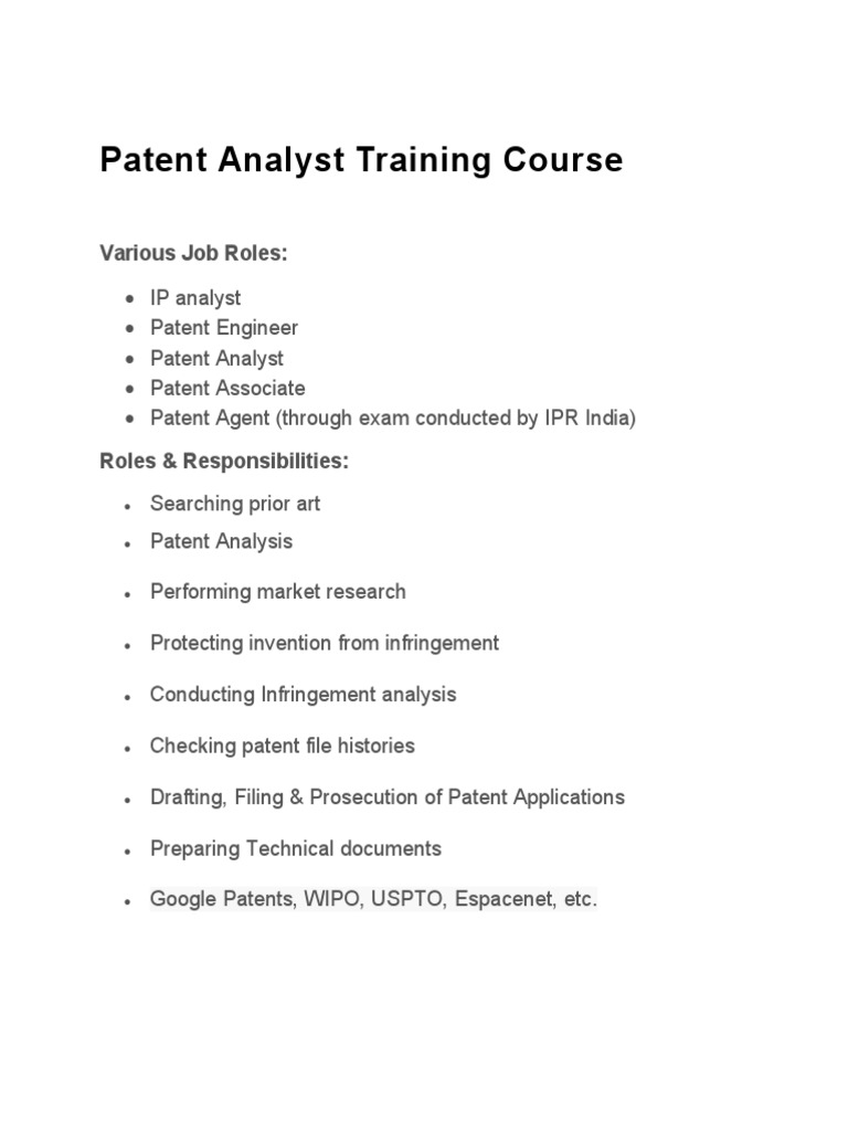 Patent Analyst Training Course | PDF