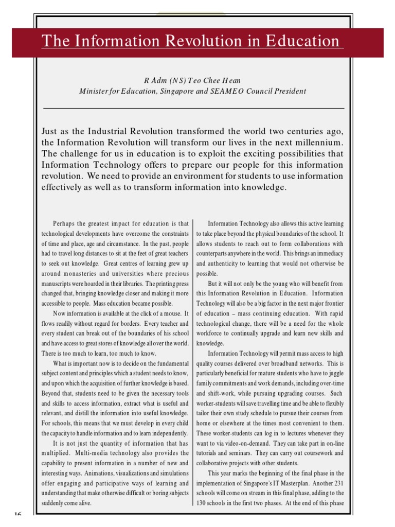 The Information Revolution in Education | PDF | Teaching | Behavior ...