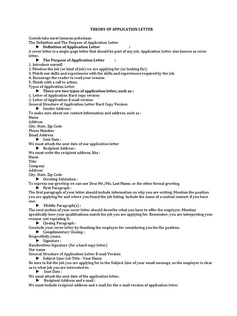 Theory of Application Letter | PDF | Résumé