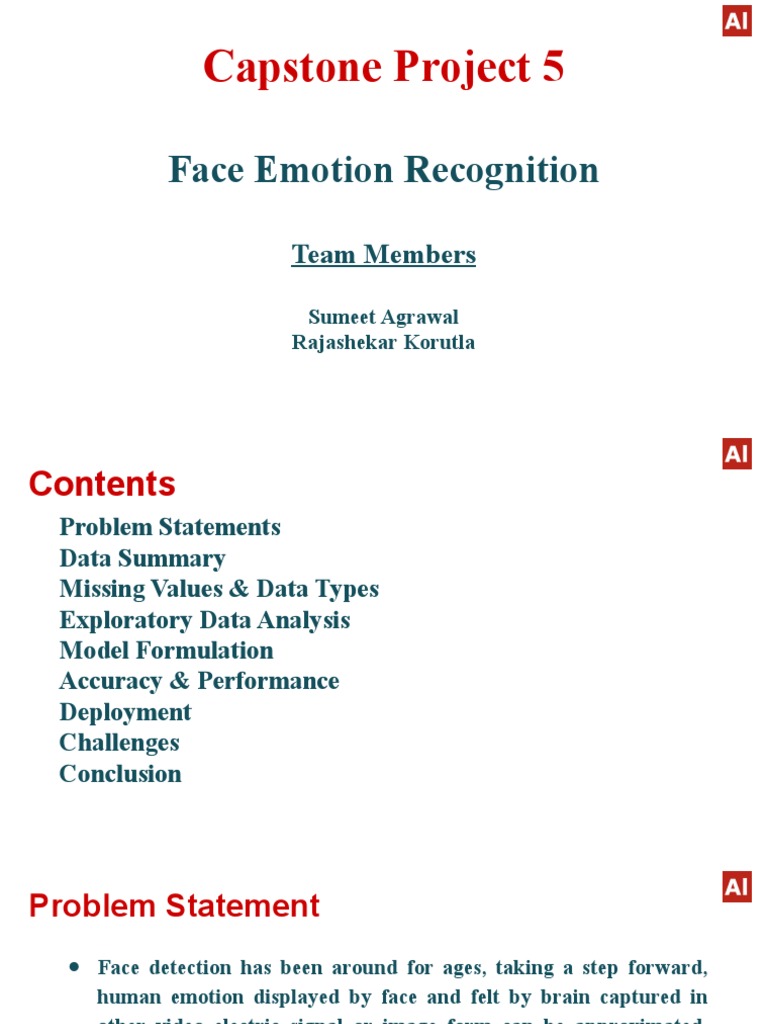 Face Emotion Recognition - Capstone Project | PDF | Emotions | Computing