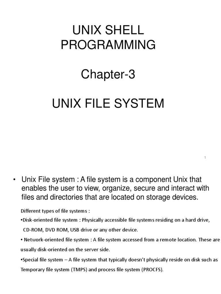 Unix Shell Programming Chapter 3 Unix File System Pdf Computer File
