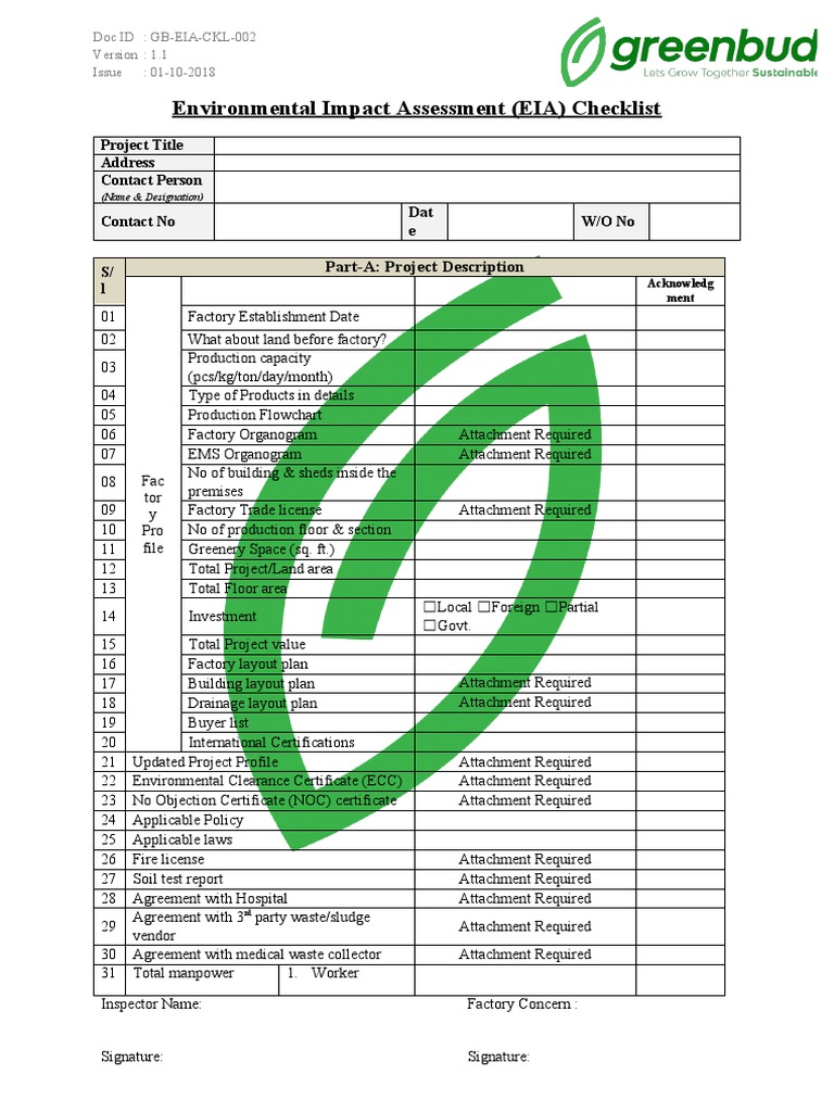 EIA Project Info Checklist | Download Free PDF | Septic Tank | Waste