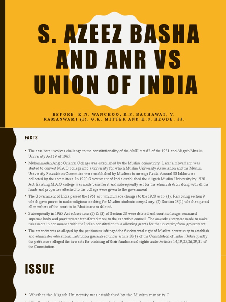 S. Azeez Basha and Anr Vs Union of India | Download Free PDF | Justice ...