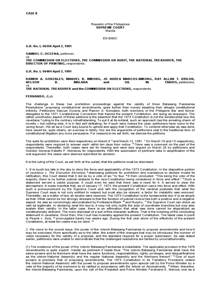 Samuel C. Occena, Petitioner | PDF | Constitutional Amendment ...