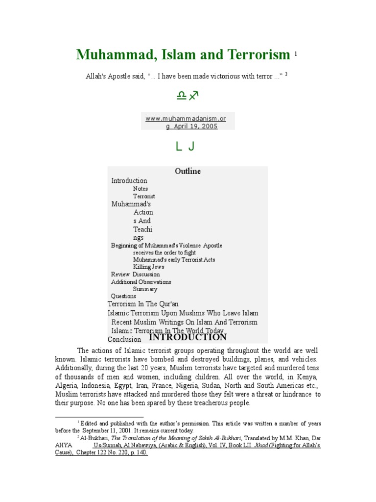 Muhammad, Islam and Terrorism: Outline | PDF | Muhammad | Abrahamic Religions
