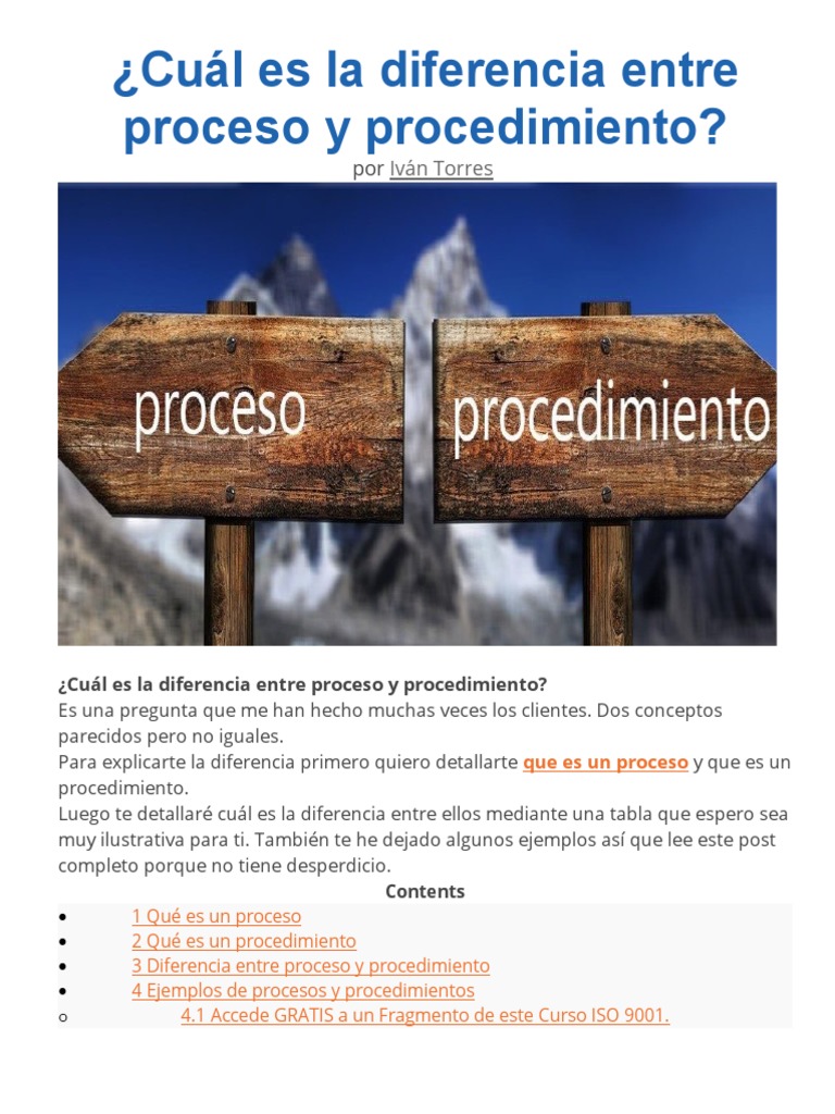 Proceso vs Procedimiento: Diferencias Clave | PDF | Informática | Business